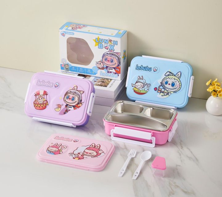 Lunch Box Labubu Stainless 700ml / Kotak Makan Stainless 3 Sekat ...