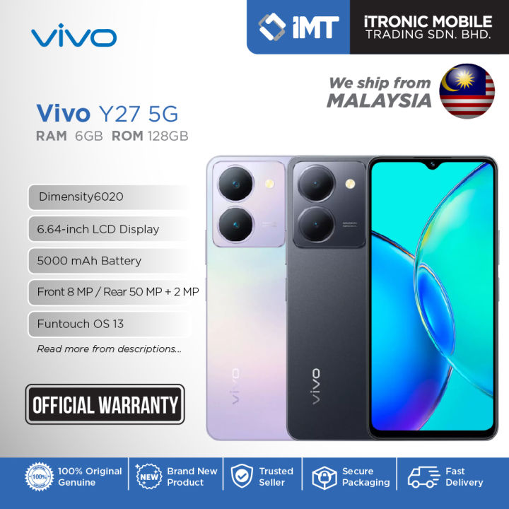 Vivo Y27 5G Smartphone | MediaTek Dimensity 6020 | 6.64" IPS LCD | Dual Rear Camera 50MP | 5000 ...