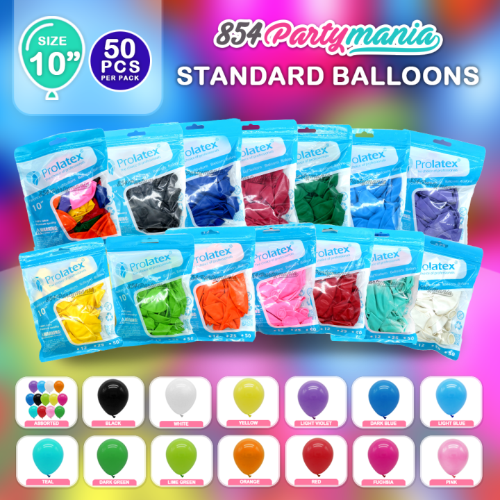 50pcs Standard Size 10 Inch Prolatex Balloons Standard Color per pack ...