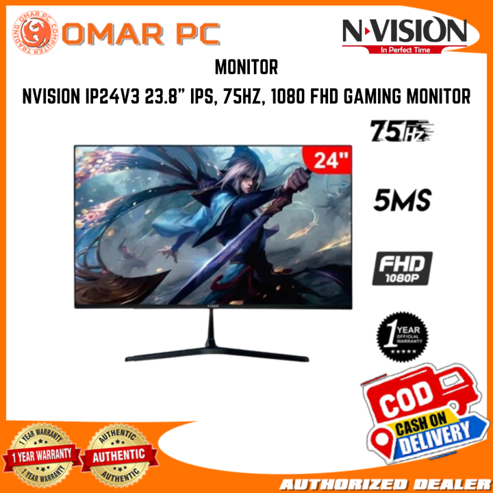 Nvision IP24V3 23.8" FHD 75Hz IPS Black Gaming Monitor | Lazada PH
