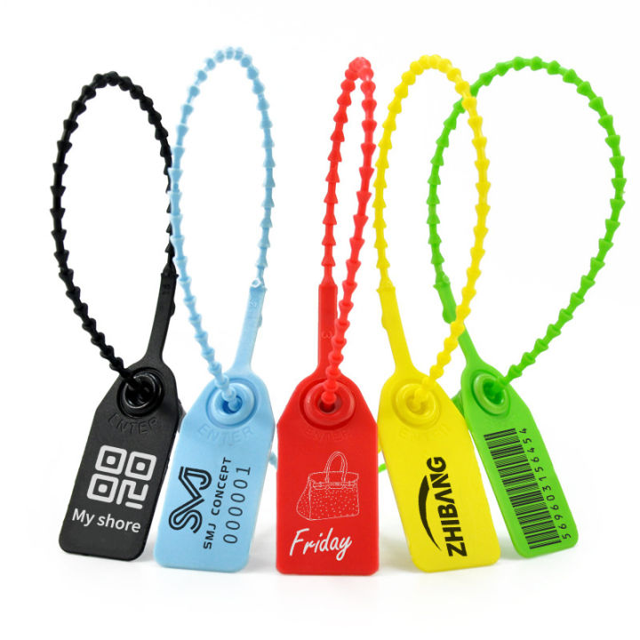 100PCS Free Customized Hang Tags Tamper Proof Zip Ties Plastic Security ...