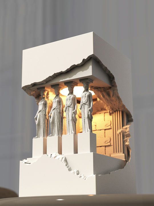 Athena Gypsum Lamp Parthenon Temple Plaster Wax Melting Lamp Atmosphere ...