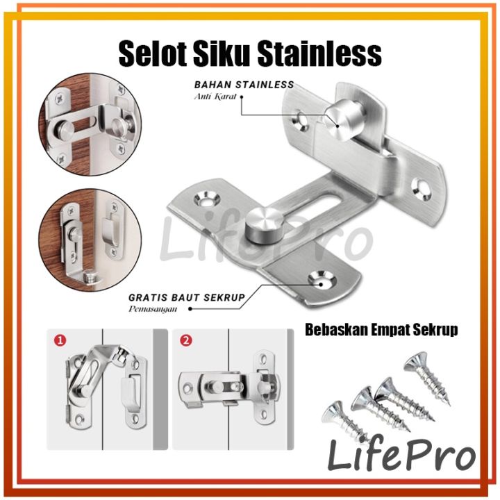 Grendel Slot Pintu Siku Dan Kait / Kunci Geser Pintu / Lemari Geser ...