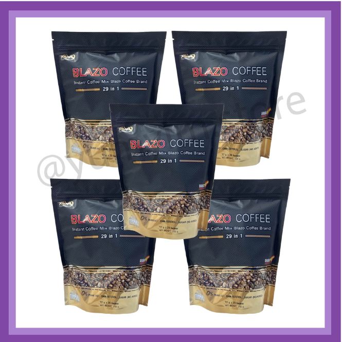 [5ห่อ] BLAZO COFFEE กาแฟเบลโซ่ กาแฟเพื่อสุขภาพ 29 in 1 ไม่มีน้ำตาล ไม่มีไขมันทรานส์ ผสมลูทีน ...