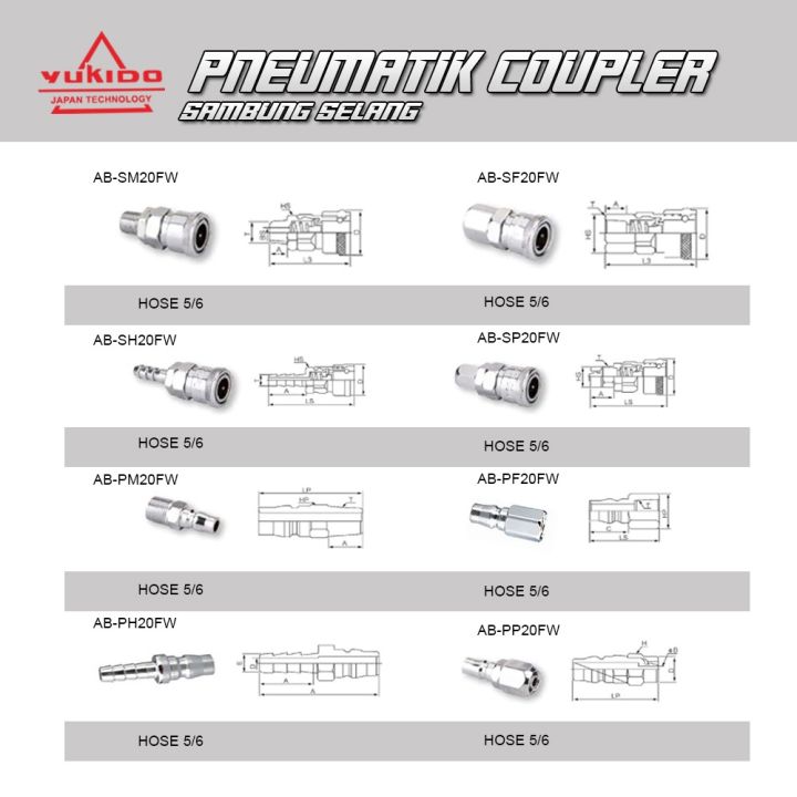 Male Hose PM20 Coupler Quick Coupling PM 20 Sambungan Selang Kompresor ...