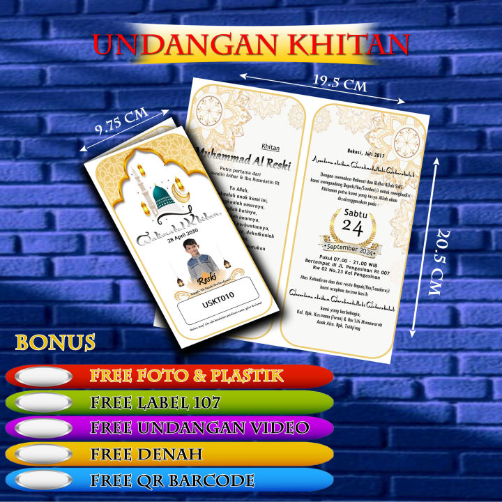 ISI 50 PCS UNDANGAN KHITANAN | KHITAN UNDANGAN SUNAT | SUNATAN WEDDING CARD KARTU UCAPAN KERTAS ...