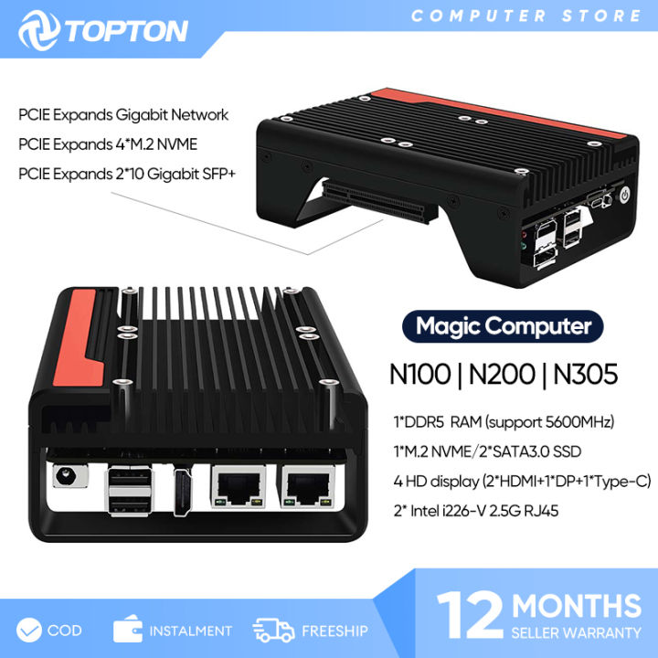 Topton Magic Computer 12th Gen Intel i3 N305 N100 Firewall Mini PC 2*10G SFP 2*i226 2.5G DDR5 ...