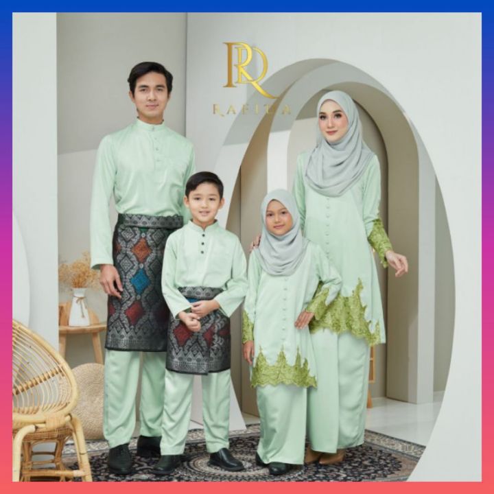 BAJU RAYA PL 2024 SEDONDON IBU AYAH ANAK SET RAYA 2024 MINT GREEN ...