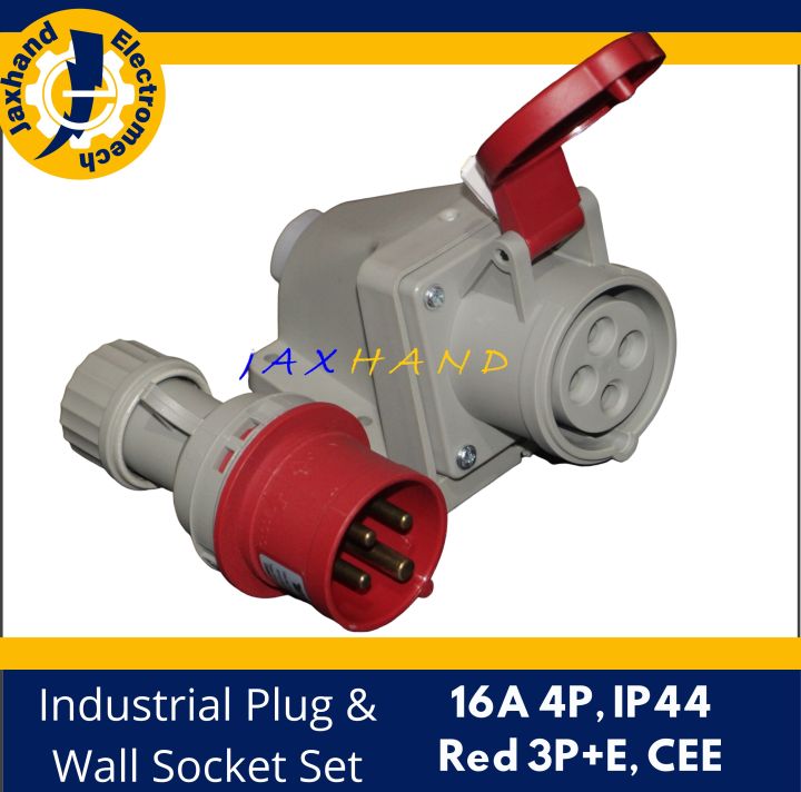 Industrial Plug & Wall Socket Set 16A 4P, IP44 Red 3P+E, CEE (Male ... Industrial Plug & Wall Socket Set 16A 4P, IP44 Red 3P+E, CEE (Male ...