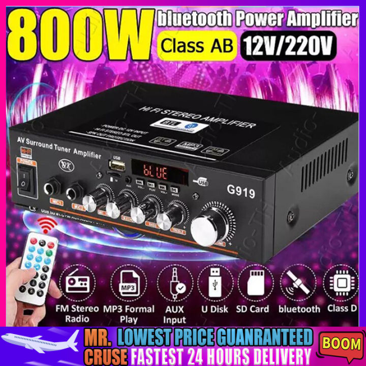 🇵🇭 800W G919 Mini Amplifier 12V/220V FM SD 2CH HiFi bluetooth Stereo ...