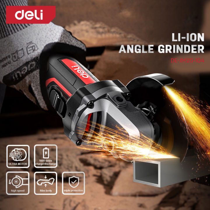 DELI Li-ion Angle Grinder (20V / 100mm / M10 / Brushless) DE-JM20-1D4 ...