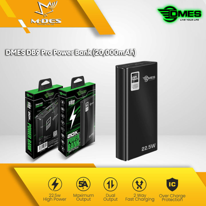 DMES DB9 Pro 22.5W PD QC3.0 20000mAh Fast Charging PD Powerbank with ...