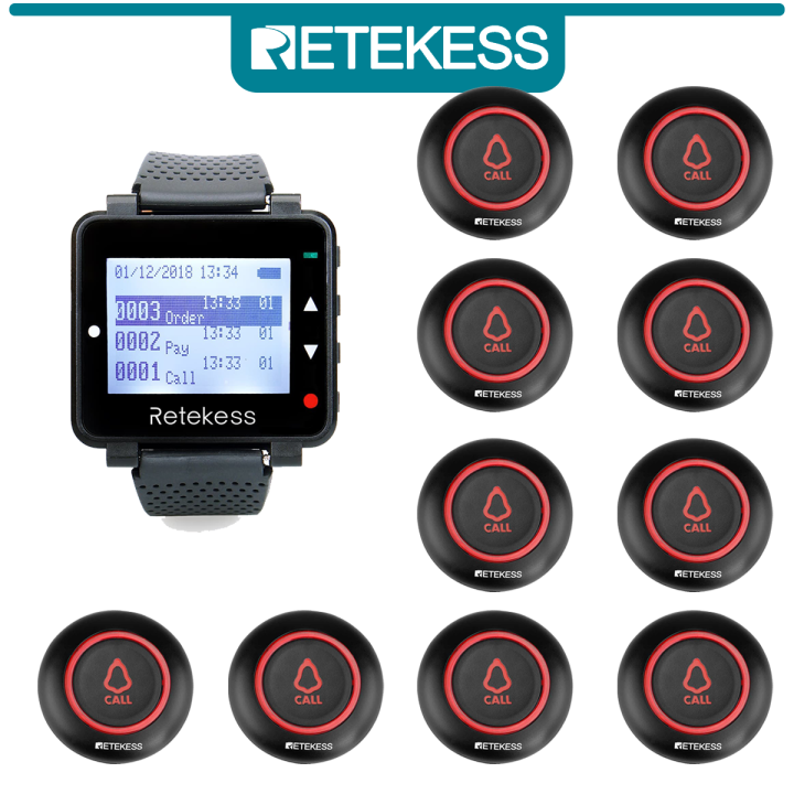 Retekess T128 Restaurant Pager System,Wireless Caregiver Call System,10 ...