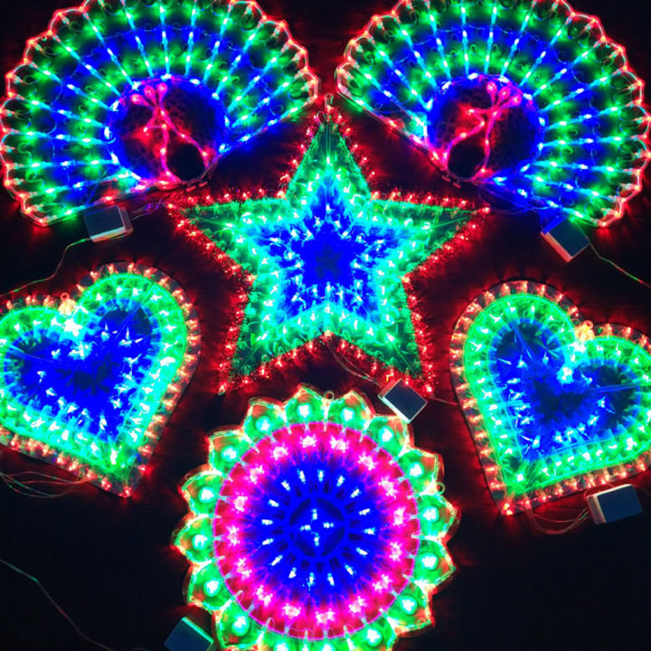 Byssherer LED Lantern Peacock Light Love Light Five-pointed Star Sun ...