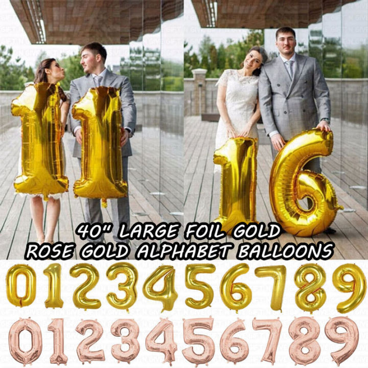 40 Inch Super Large Size Number Foil Balloon Gold Rose Gold Party Decoration Birthday ...