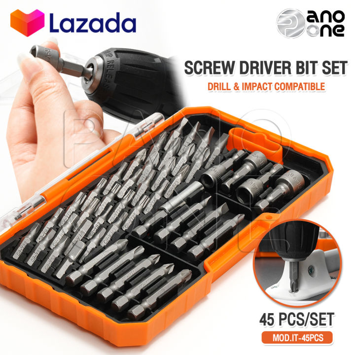 InnTech ดอกไขควงสว่าน ดอกไขควงหัวบล็อก 45 ชิ้น/ชุด Screwdriver Bit Set ...