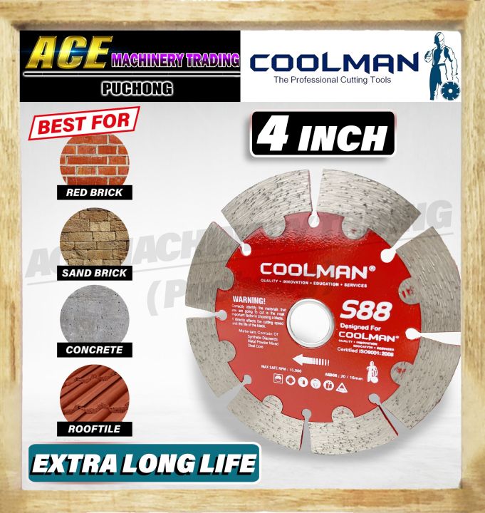 Coolman S88 4"/ 112mm Segmented Blade (Cutting Disc) Concrete Cutting ...