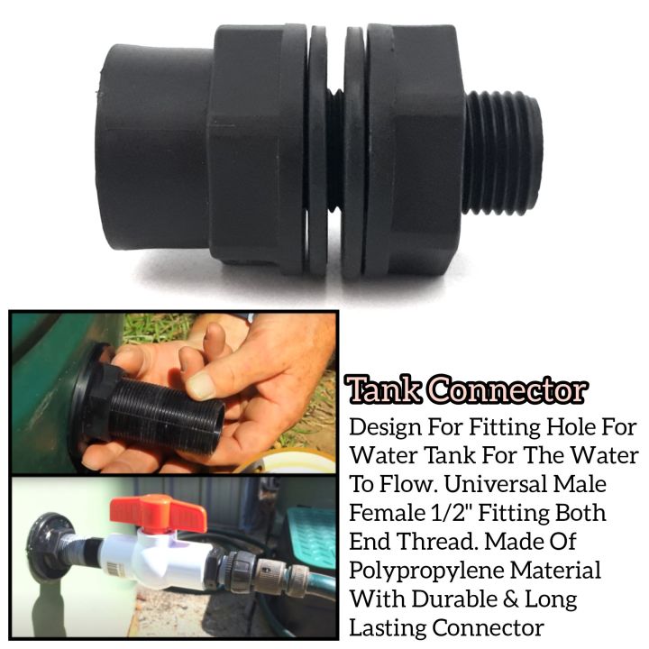 UNIVERSAL MALE FEMALE 1/2 / 3/4 / 1 INCH POLYPROPYLENE TANK CONNECTOR ...