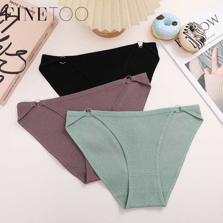 FINETOO Design Seamless Briefs Solid Color Sexy Soft Cotton Girls ...