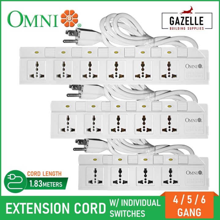 Omni Extension Cord Set with Individual Switch 4, 5, 6 Gang WED-340 WED ...