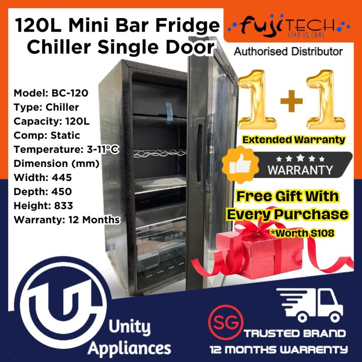 Mini Bar Fridge 120L Glass Display Chiller Single Door FujiTECH ...
