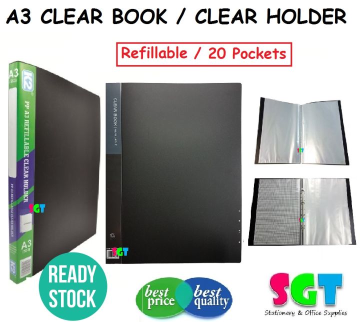 A3 Size Clear Book / Clear Holder ( Non Refill / Refillable ) | Lazada