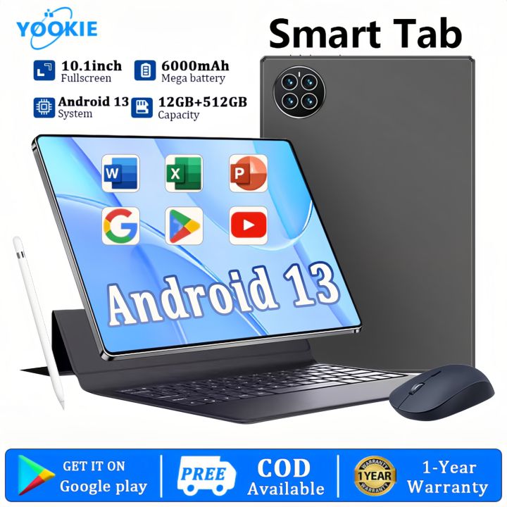 YOOKIE Smart Tablet 10.1-inch 5G smart Tablet with Keyboard Pen Android ...
