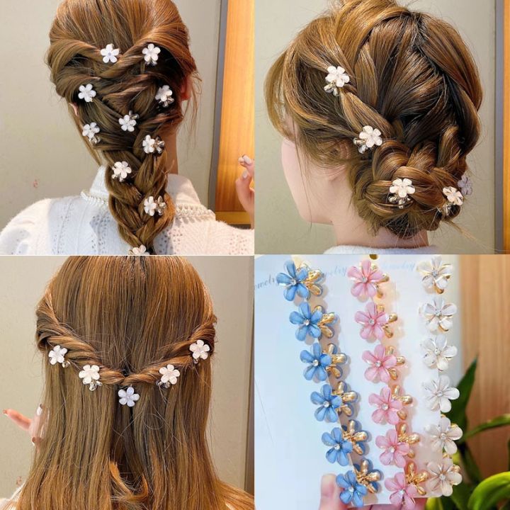 10 Pcs Korean Hair Clip Set Sweet Girl Sakura Mini Flower Hair Clamp ...