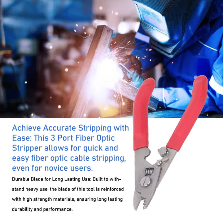 Fiber Optic Stripper Stainless Steel 3 Port Wire Stripper Pliers Fiber