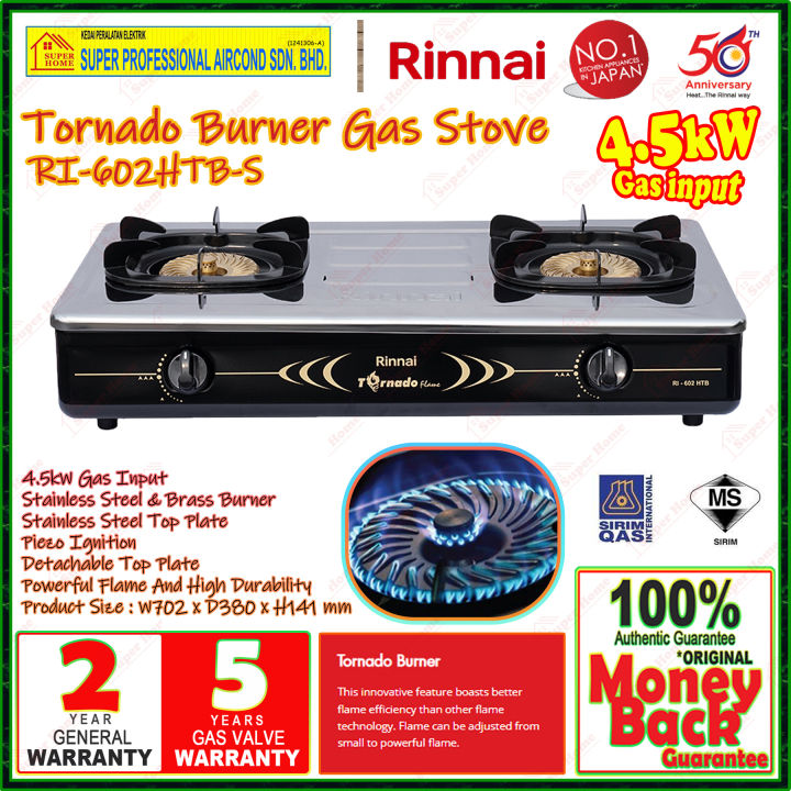 Rinnai Gas Cooker RI-602HTB-S Tornado Burner Table Top Gas Stove | Lazada
