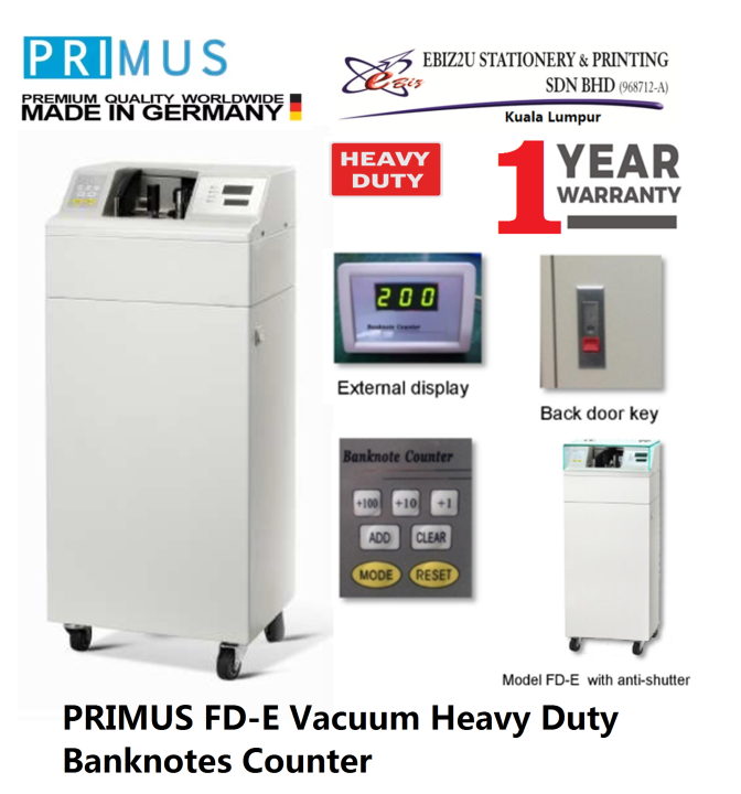 PRIMUS FD-E Vacuum Heavy Duty Banknotes Counter (note counter machine ...