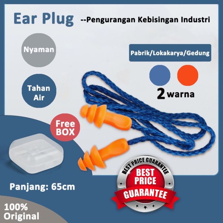 Earplug Corded Dengan Kotak Cashing Penutup Safety Telinga Ear Plug Penyumbat Kuping | Lazada ...