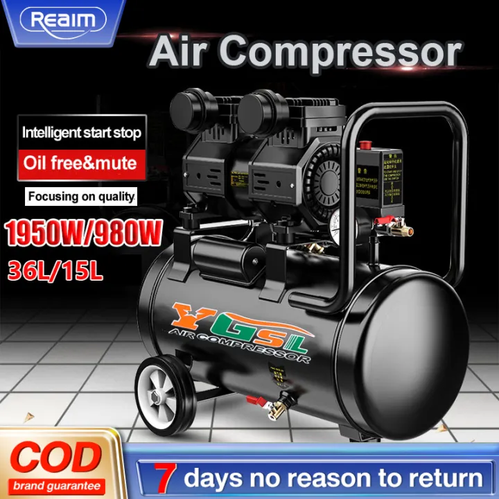 REAIM Kompresor Angin 12/36L Oiless Listrik 1100W Air Compressor Alat ...
