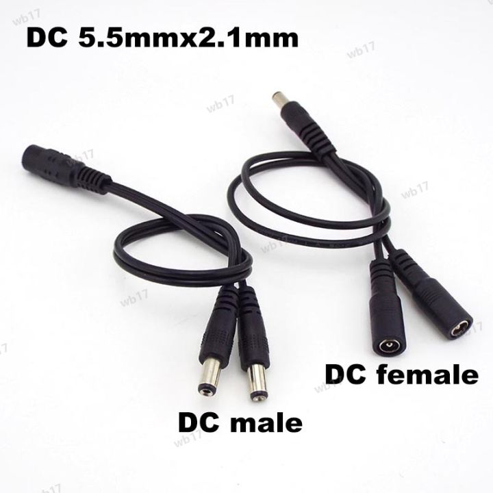 2 way DC Power adapter Cable 5.5mmx2.1mm 1 male to 2 female 2 Male ...