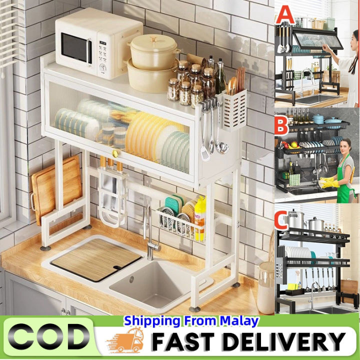 125cm Stainless Steel Rack Rak Dapur Sink Dish Rack Rak Pinggan Sinki ...