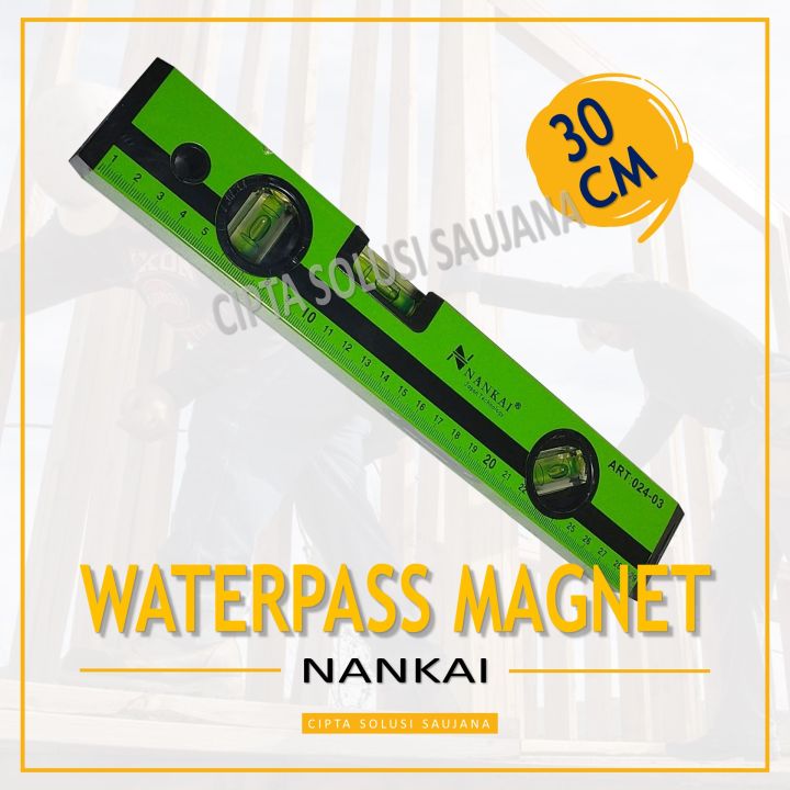 NANKAI WATERPAS MAGNET 30 CM PENGGARIS WATERPASS SIKU METERAN MAGNET MAGNIT ALAT UKUR KEMIRINGAN ...