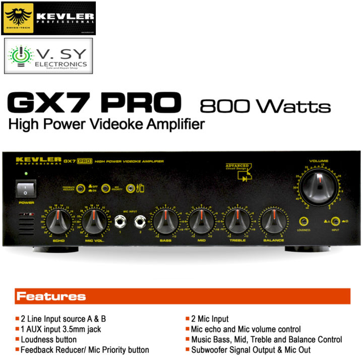 Original 2024 Kevler GX7 PRO High Power Home Videoke Audio Sound Karaoke Amplifier 800W x 2 GX 7 ...