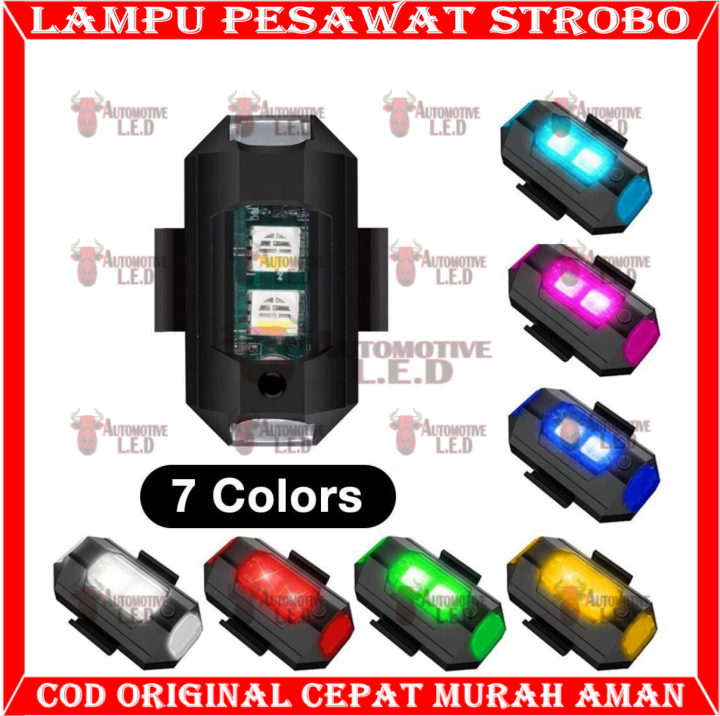 Lampu Strobo LED 7 Warna Universal Anti TabraKan Untuk Motor/sepeda ...