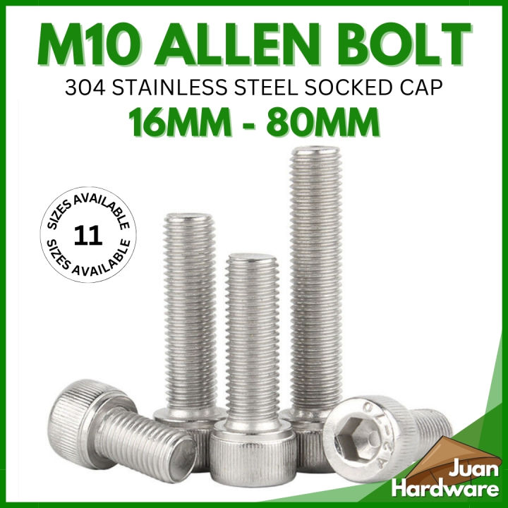 M10 Allen Bolt 304 Stainless Steel 10mm Thread Socket Head Cap Screw ...