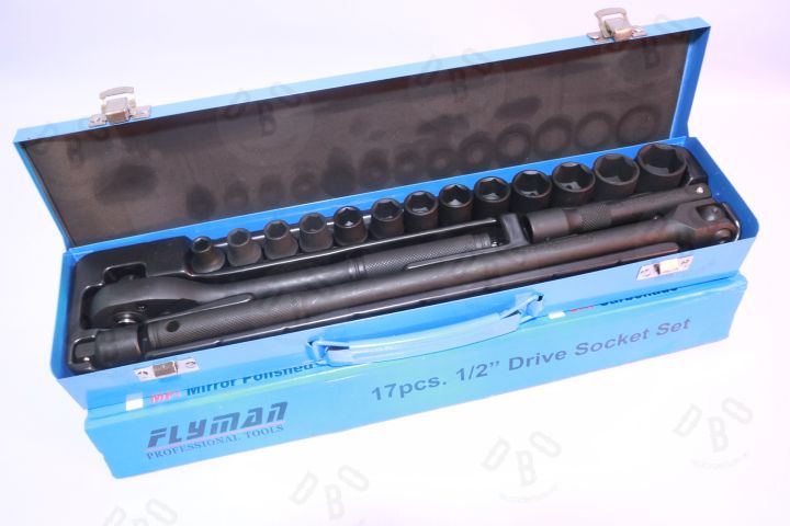 Original Flyman 1/2" Drive Socket Wrench Set 17 Pcs. (6 Point) | Lazada PH