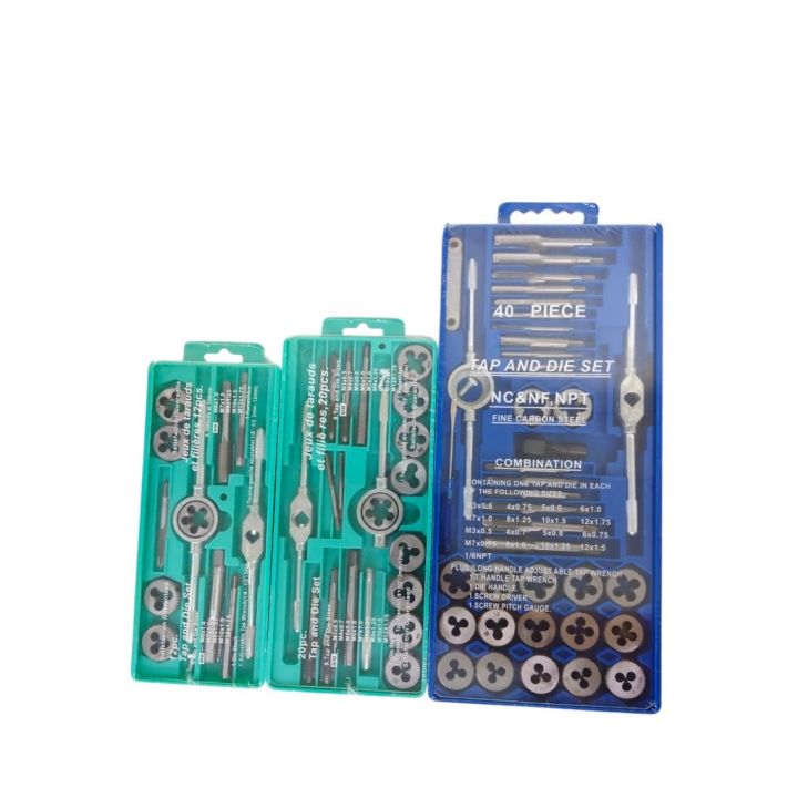Tap And Die Set 12/20/40pcs Tap Wrench Die Handle Screw Thread Threading Tapping Rethread Tool ...