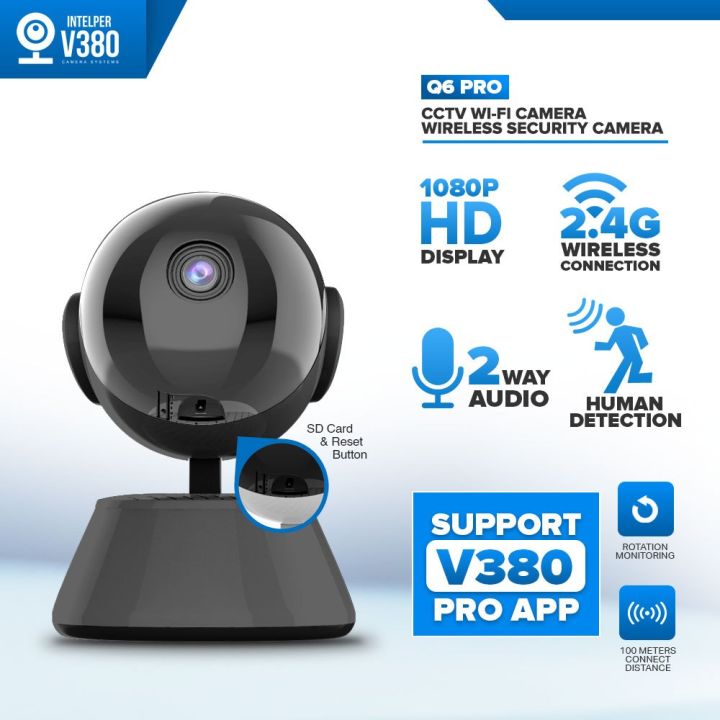 V380 Q6 PRO CCTV Camera Wifi Connect to Cellphone 1080P HD 360 ° PTZ ...