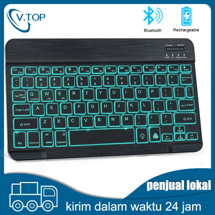 V.TOP 10Inch Backlit Backlight Wireless Keyboard LED Colorful Bluetooth ...