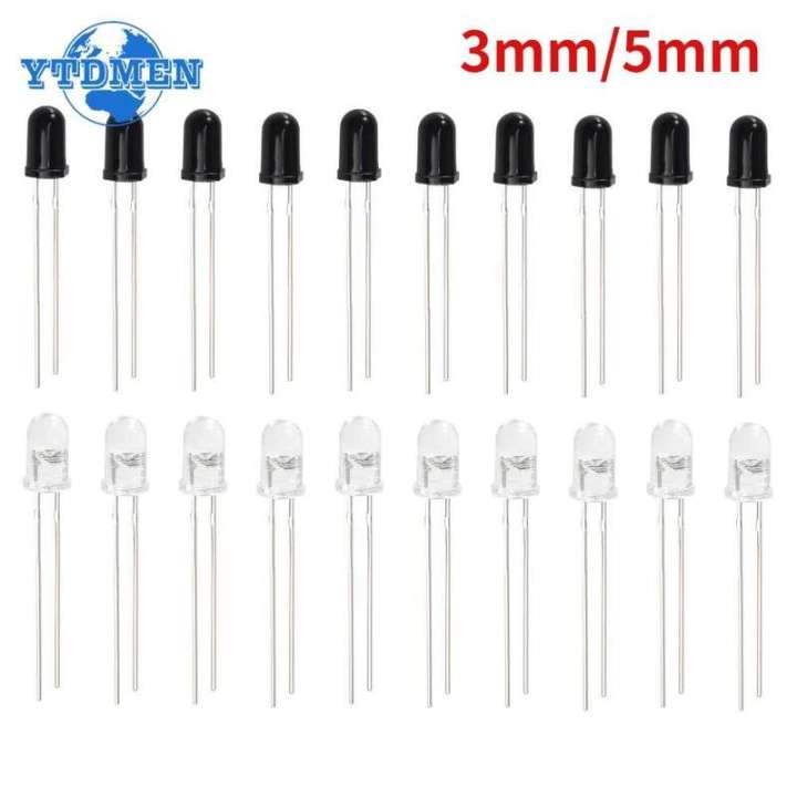 10pairs 3mm 5mm 940nm LEDs Infrared Emitter and IR Receiver Diode F3 F5 Diodes for Arduino DIY ...