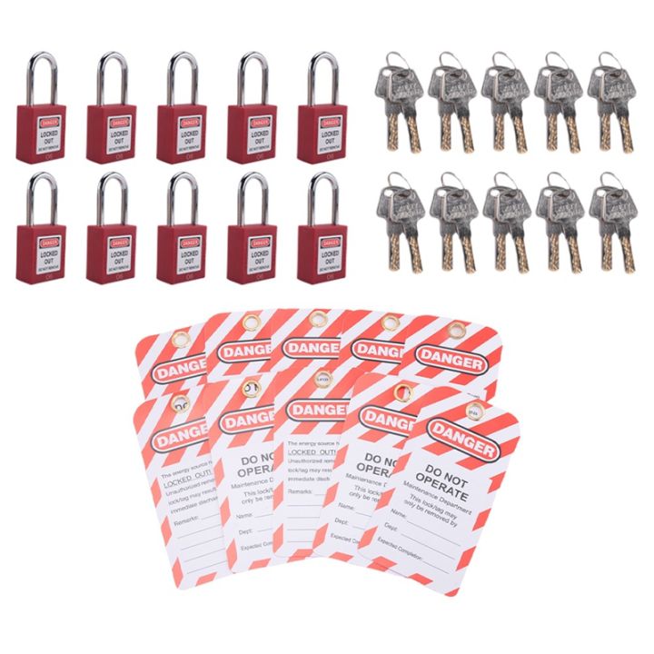 (XVCW) Red Lockout Tagout Locks with 10 Lock Out Tag Out Tags, Keyed ...