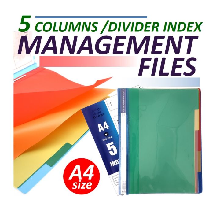 Benge Management File With 5 Columns Index Divider In Different Colors ...