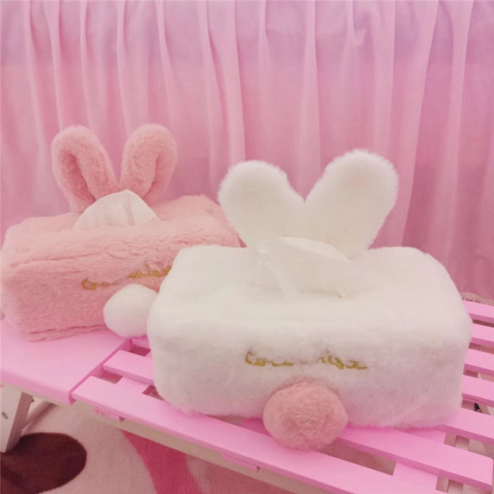 【HOMP】Cute Plush Rabbit Tissue Box Home Decoration Car Tissue Box ...