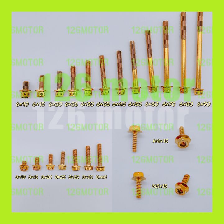 motorcycles parts Gold Bolts Screw M5*15 8*6*10*15*20*25*30*35*40*45*50 ...