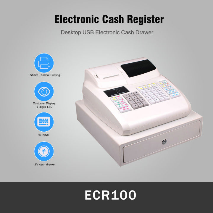 ECR100 Cash Register Machine with Thermal Receipt Printer For ...