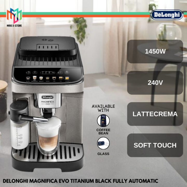 Delonghi ECAM290.81.TB Magnifica Evo Titanium Black Automatic Coffee Machine with 7 Automatic ...